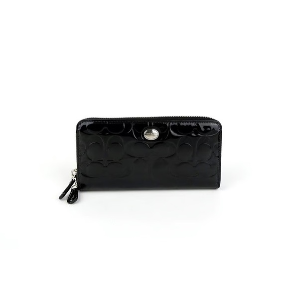 Coach | Bags | Coach Signature Embossed Blackpatent Leather Accordion ...